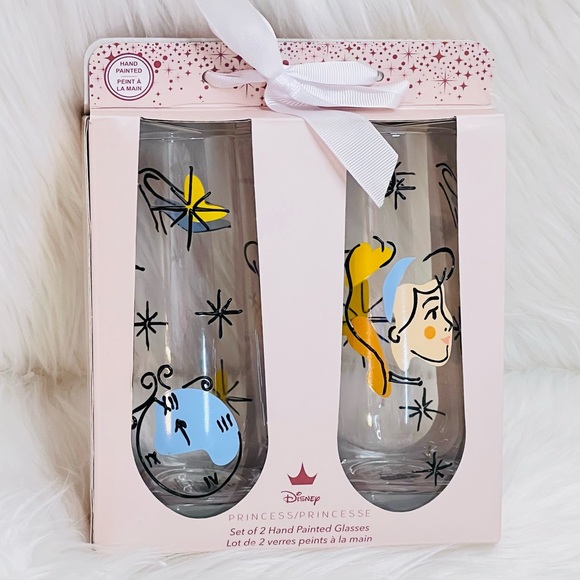 Disney | Accessories | Disney Princess Hand Painted Glasses Set | Poshmark